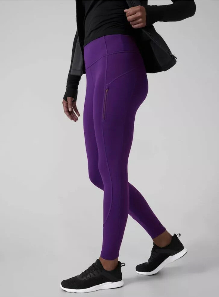 NWOT Athleta Rainier Tight Plush Supersonic XXS Basalt Violet Purple ...