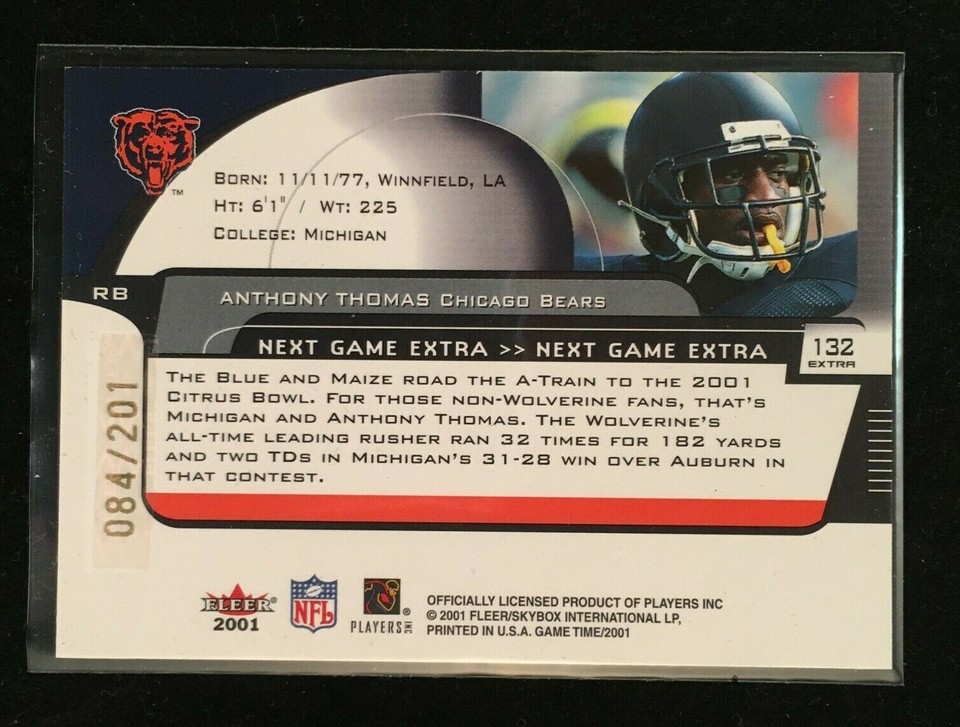 🔥 2001 Anthony Thomas Michigan Wolverines Fleer RC GameTime 84/201 🔥 | eBay