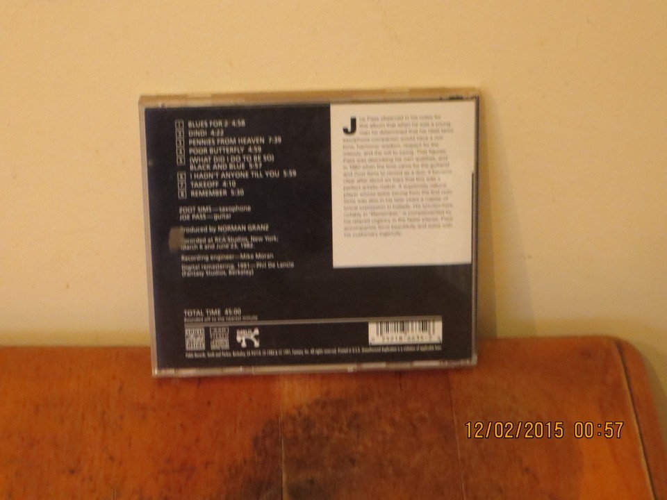 ZOOT SIMS & JOE PASS "BLUES FRO TWO". CD | eBay