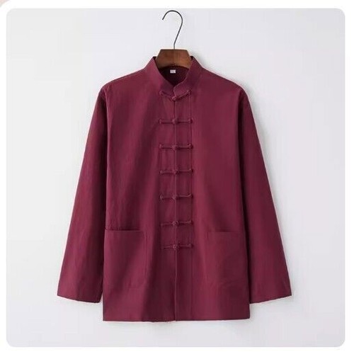 Men Chinese Traditional Kung Fu Tai Chi Coat Tang Suit Uniform Jacket ...