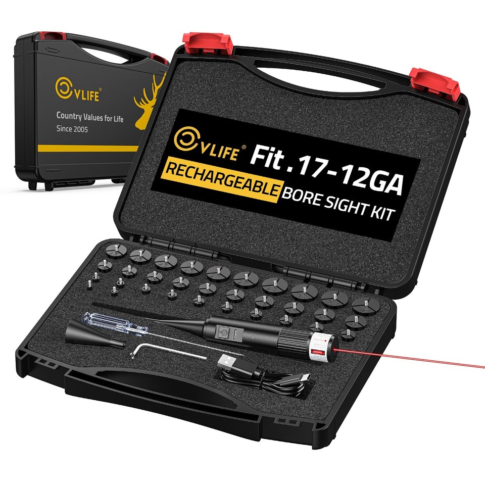 Rechargeable Laser Bore Sight Kit For Multiple Caliber Upgraded Red ...