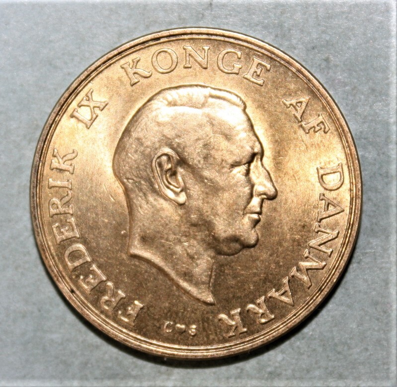 S8 - Denmark 1 Krone 1957 Uncirculated Al-Br Coin - King Frederik IX ...