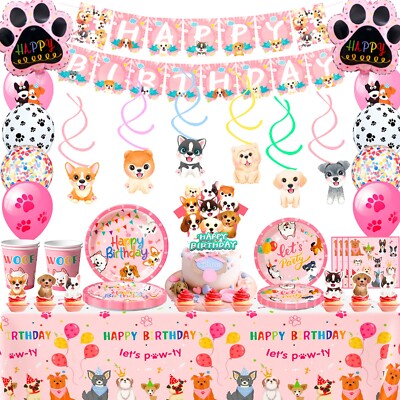 Puppy Birthday party Decoration Pink Dog party supplies pet party ...