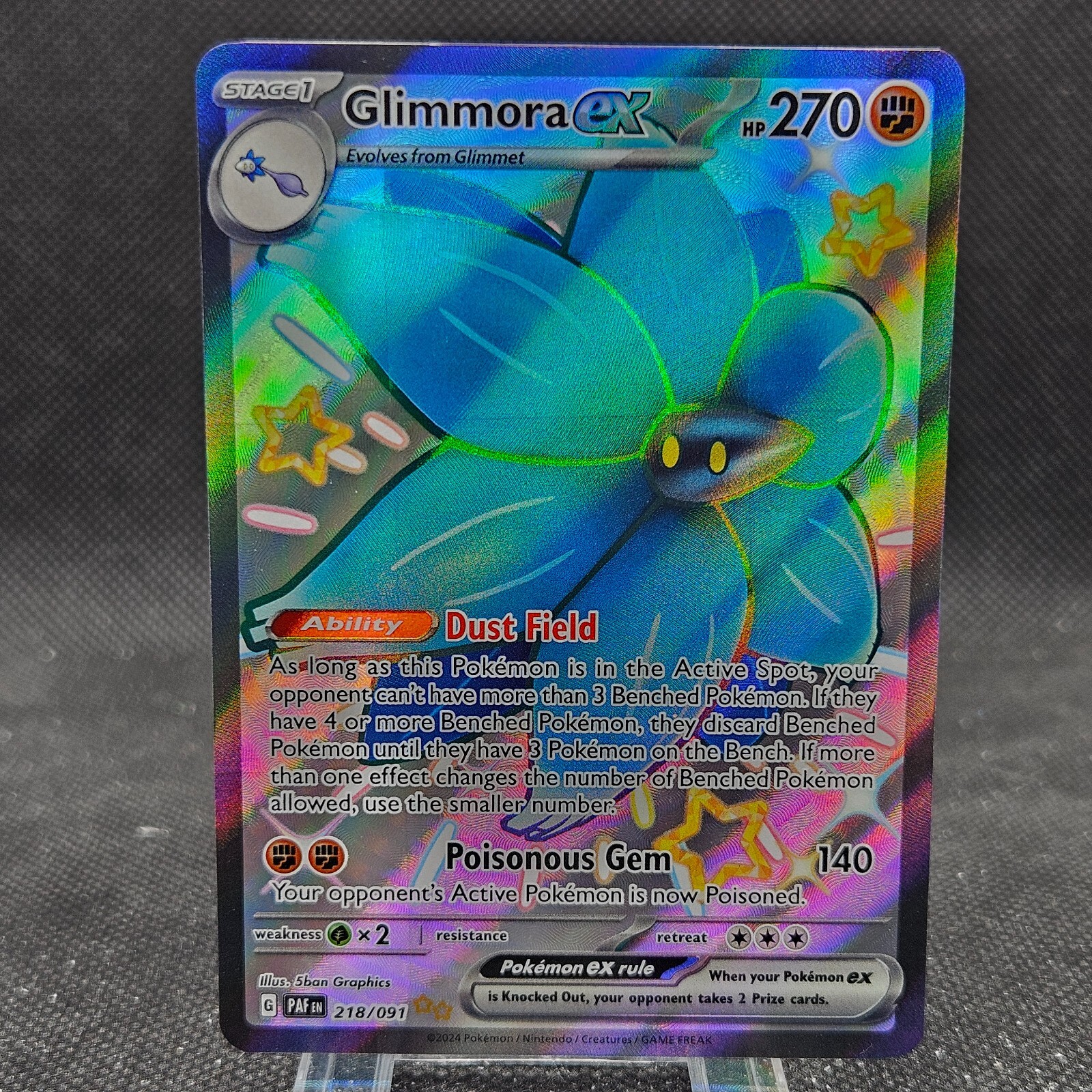 Glimmora ex Shiny Rare Foil 218/091 Pokemon Scarlet and Violet Paldean ...