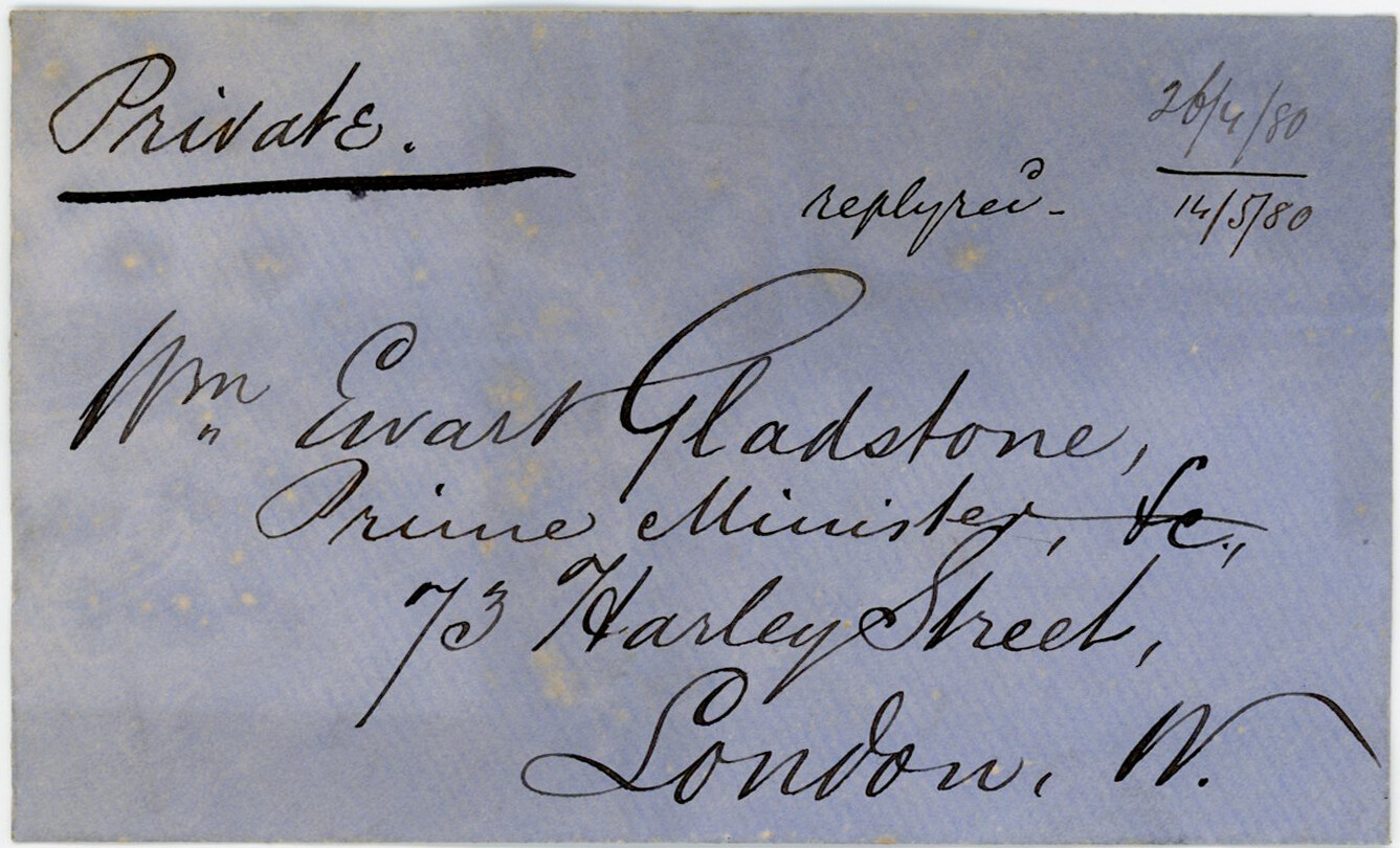 1880 ENVELOPE ADDRESSED to WILLIAM EWART GLADSTONE PRIME MINISTER ...