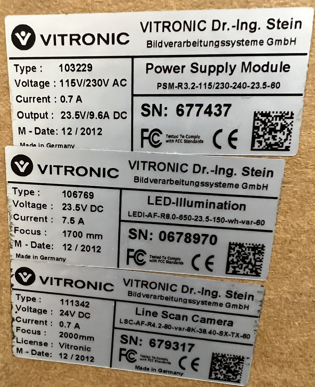 1 Set VITRONIC High-speed line Scan Camera System (UN-USED) | eBay