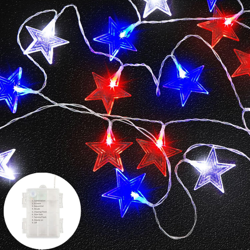 4Th of July Decoration, Red White and Blue String Lights with 30 LED ...