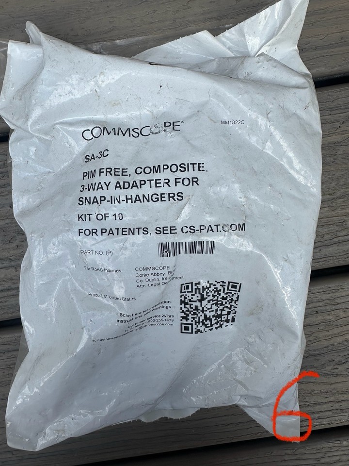 Commscope SA-3C PIM FREE COMPOSITE 3 way adapter for snap in hangers ...