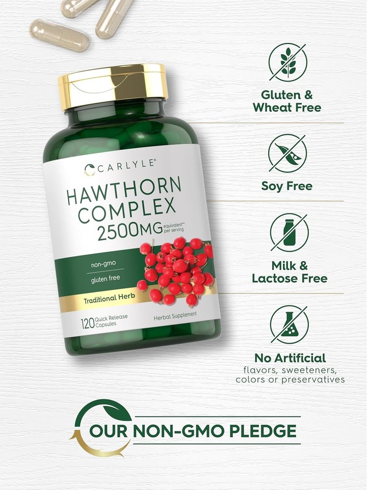 Hawthorn Berry Complex | 2500mg | 120 Capsules | Non-GMO | by Carlyle ...