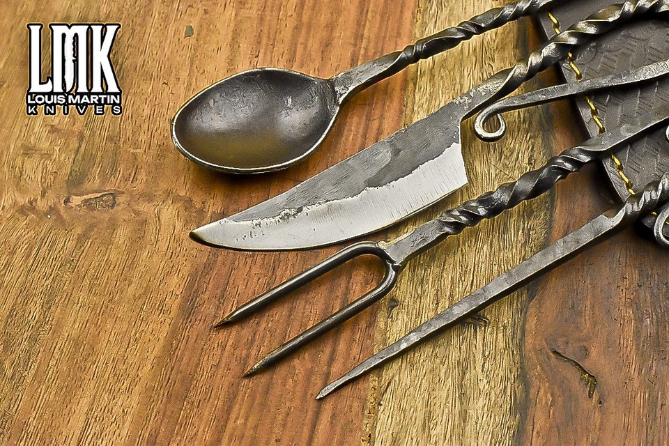 LMK Hand Forged Antique Table Set AUS-10 Steel Carbon Engraving Lot of ...