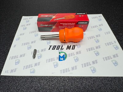 Snap-on Tools USA NEW ORANGE Stubby Hard Handle Ratcheting Screwdriver ...