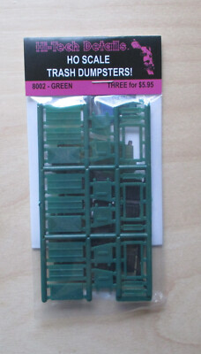 3 GREEN TRASH DUMPSTER KITS HO 1:87 SCALE LAYOUT DIORAMA HI-TECH 8002 ...