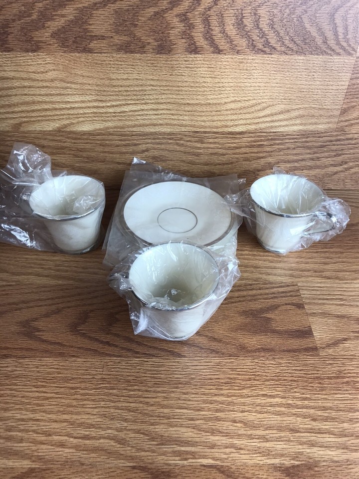 Set of 6 Lenox MOONSPUN Cups & Saucers Made in USA Discontinued Pattern ...