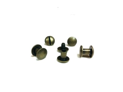 (4) 1/4" Ant. BRASS Screw TOGETHER ~ Double Capped Rivet ~ Leather ...