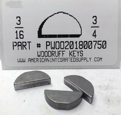 #9 3/16X3/4 WOODRUFF KEY STEEL PLAIN (10) | eBay