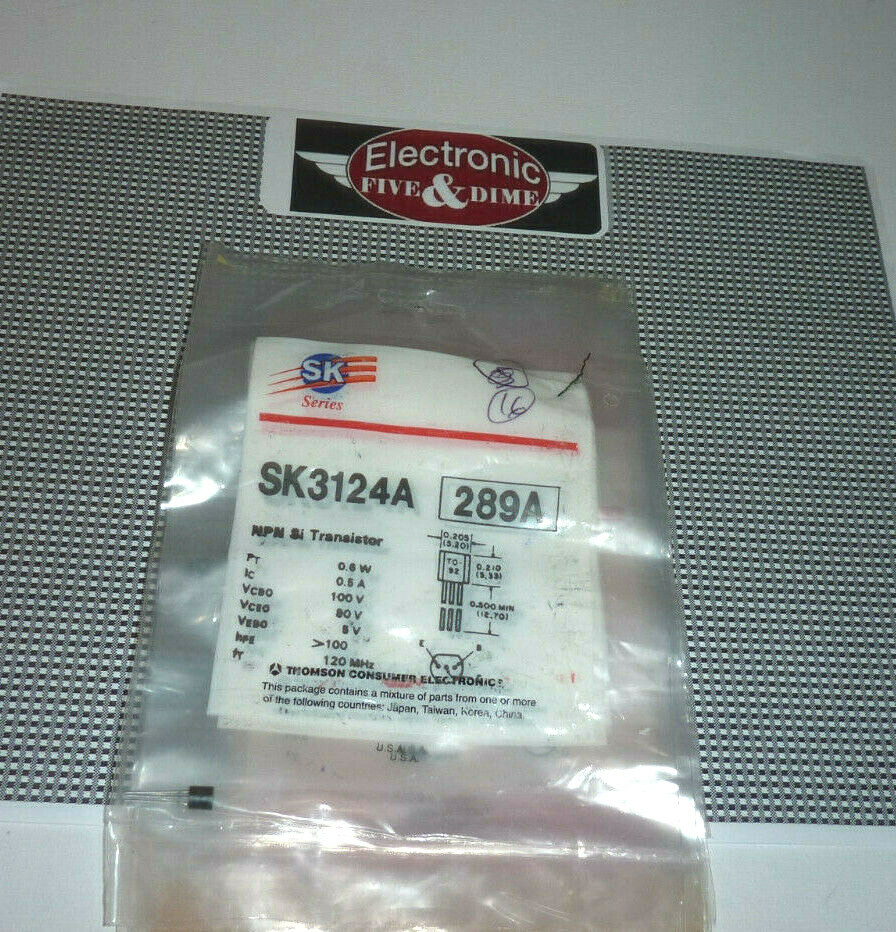 RCA SK3124A NPN TRANSISTOR TO-92 REPL ECG289A, NTE289A | eBay