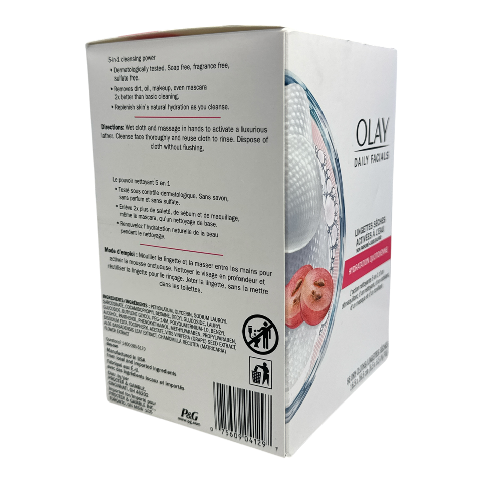 Olay Daily Facials Water-Activated Dry Cloths Fragrance-Free Daily ...