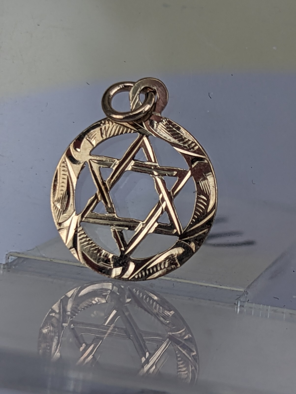 Star of David zion star judaica 9ct gold charm or Pen… - Gem
