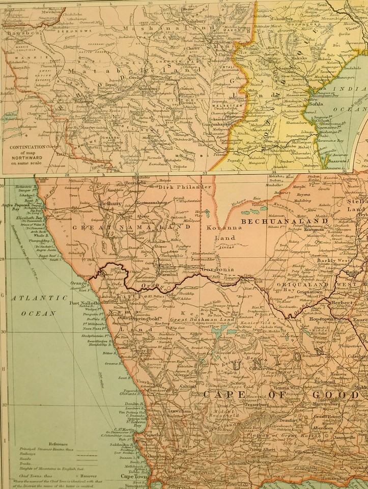1922 MAP SOUTH AFRICA CAPE OF GOOD HOPE GREAT NAMALAND BECHUANLAND ...