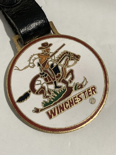 Vintage Watch Fob Leather Strap With Enameled Brass Winchester ...