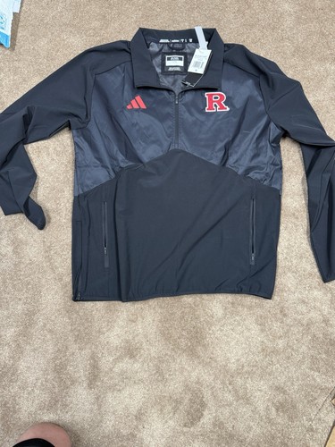 Adidas Rutgers 1/4 Zip Windbreaker Pullover Black Mens Medium ...