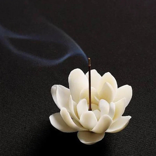 Incense Burner Ceramic White Lotus Aromatherapy Stick Holder Office | eBay