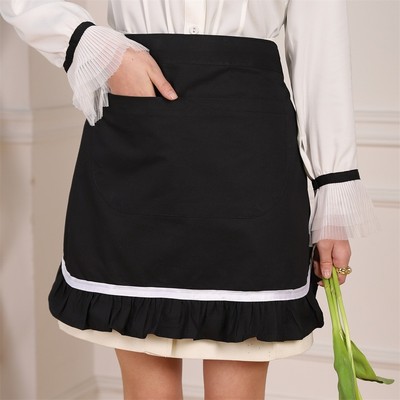 Pleated Ruffle Half Apron Cotton Waist Apron Fashionable Kitchen Apron ...