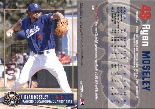Ryan Moseley 2018 Grandstand Rancho Cucamonga Quakes RC FREE SHIP ...