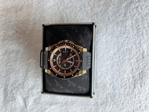 Bulova Precisionist 98B152 Men's Watch Black Rose Gold Analog Quartz ...