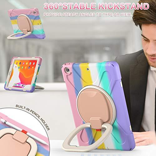 for iPad 9th/ 8th/ 7th Generation Case (iPad Ring Kickstand (Colourful ...