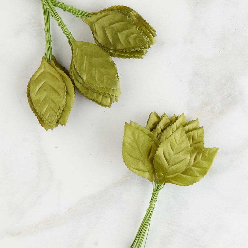 Green Poly Silk Rose Leaves | 100 Leaves | for Crafting and Arranging ...
