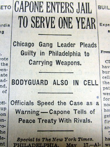 1929 newspaper CHICAGO GANG GANGSTER AL CAPONE GOES to JAIL for ...