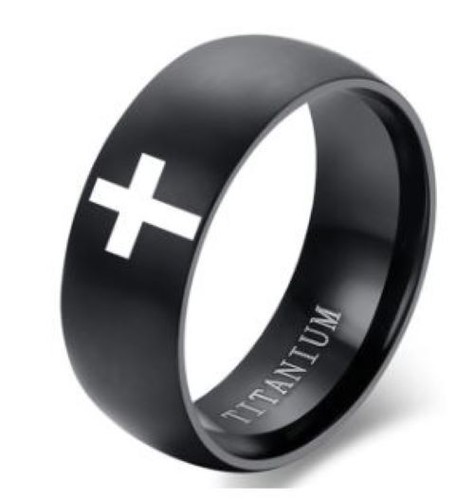 Stainless Steel Religious Jewelry Promise Wedding Christian Cross Ring ...