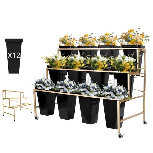 Flower Display Stand with 12pcs Plastic Buckets for Fresh Flowers 3 ...