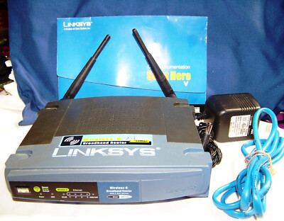 Linksys WRT54G v.5 - 54 Mbps 4-Port 10/100 Wireless G Router, Power ...