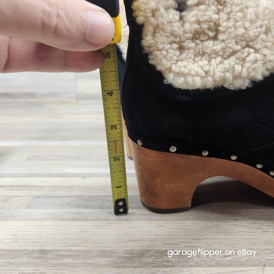 UGG Australia Lynnea Boots Women 9 Black Suede Leather Sheepskin Liner ...