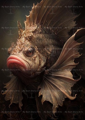 FANTASY DEEP SEA FISH ART PRINT, Gothic Ocean Monster Wall Decor ...