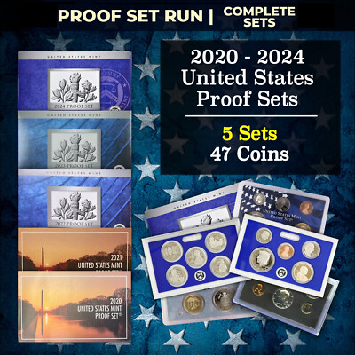 2020-2024 United States Mint Proof Sets 5 Sets Full 2020's Run, 47 ...