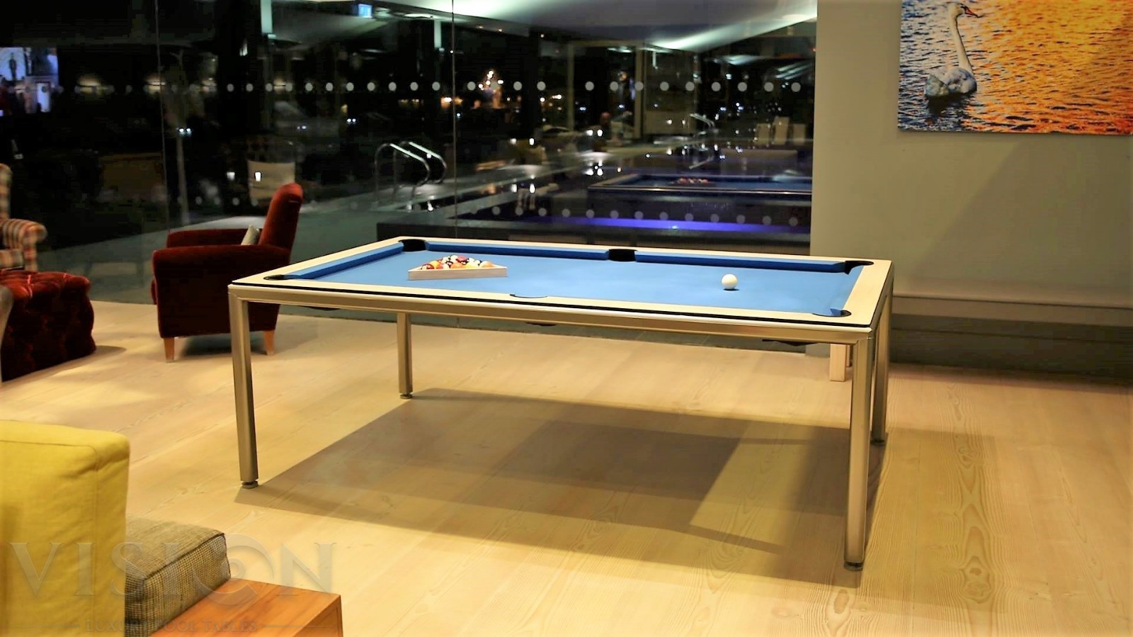 Silver 7' Modern Convertible Pool Billiard Table 'Ultra'; dining/desk ...