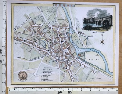 Old Victorian antique picture map Derby, England: 1830s Cole & Roper ...