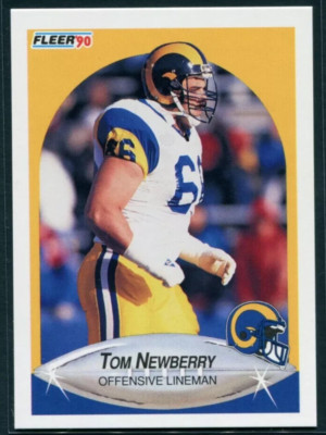 1990 FLEER NFL Football Vintage Trading Card #43--TOM NEWBERRY, Los ...
