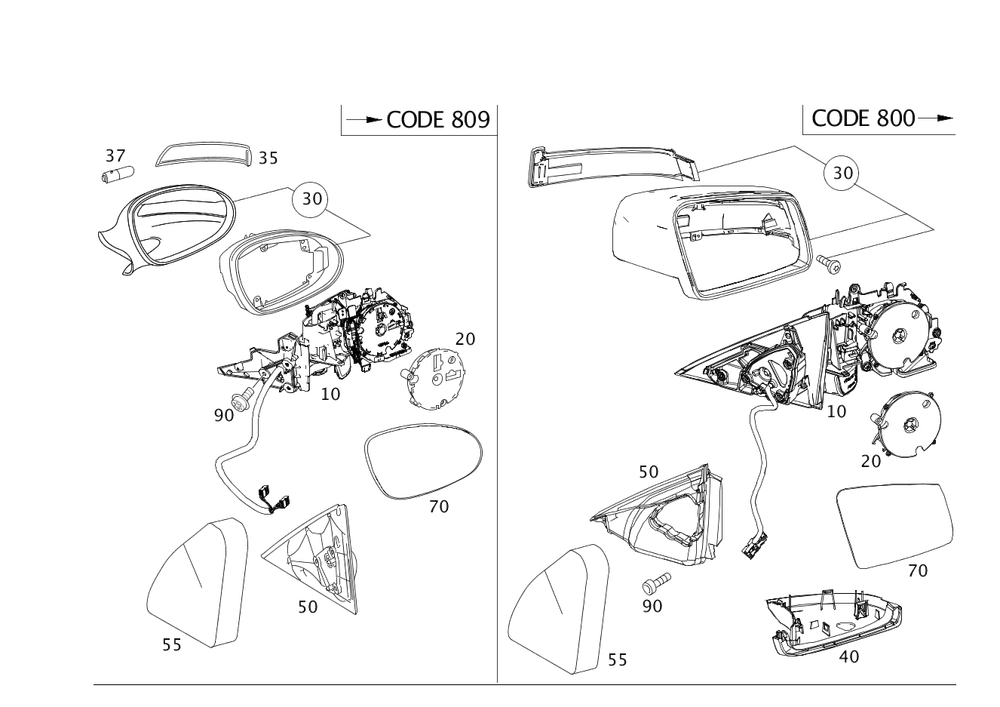2011 MERCEDES S550 Right Side Passenger Door Mirror Black 2218101276 ...
