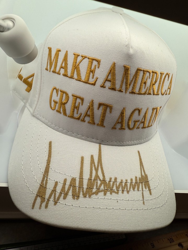 President Donald J. Trump SIGNED AUTOGRAPHED WHITE/GOLD MAGA Hat Cap ...