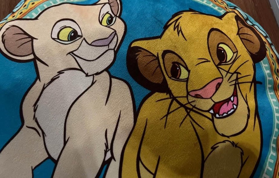 Vintage Disney Lion King Simba Nala 25" Oversized Round Throw Cushion ...