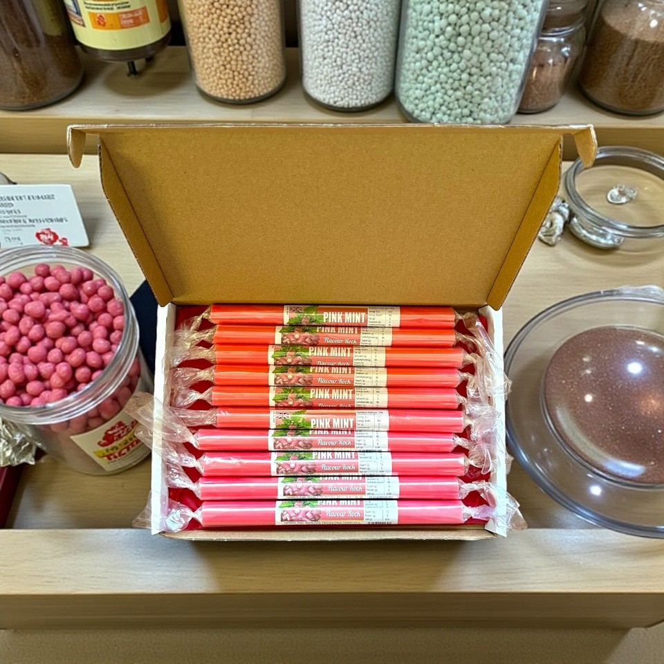 10 X Pink Pint Rock Sticks Handmade Uk Made British Traditional Candy ...