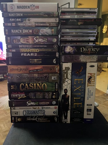 Lot of 34 Big Box PC Computer Games Huge Lot Dos Myst Pitfall Sierra ...