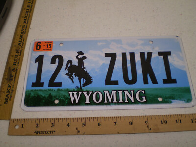 2015 15 WYOMING WY VANITY LICENSE PLATE 12 ZUKI NAME SURNAME LAST 2012 ...