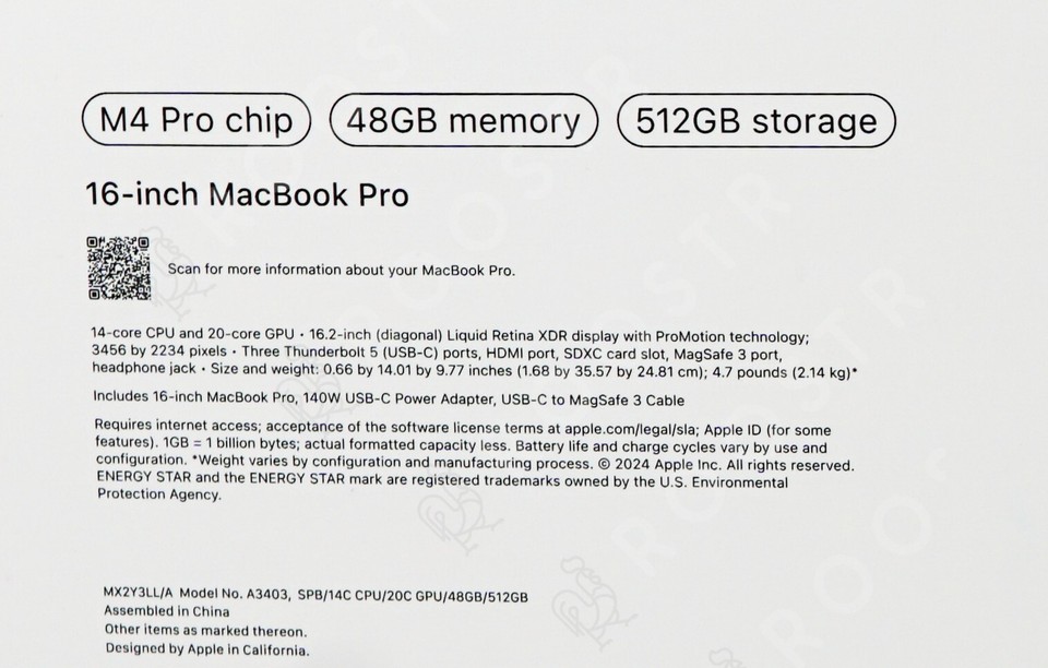 Apple MacBook Pro 16" M4 Pro 20-Core GPU A3403 48GB RAM 512GB SSD 2024 ...
