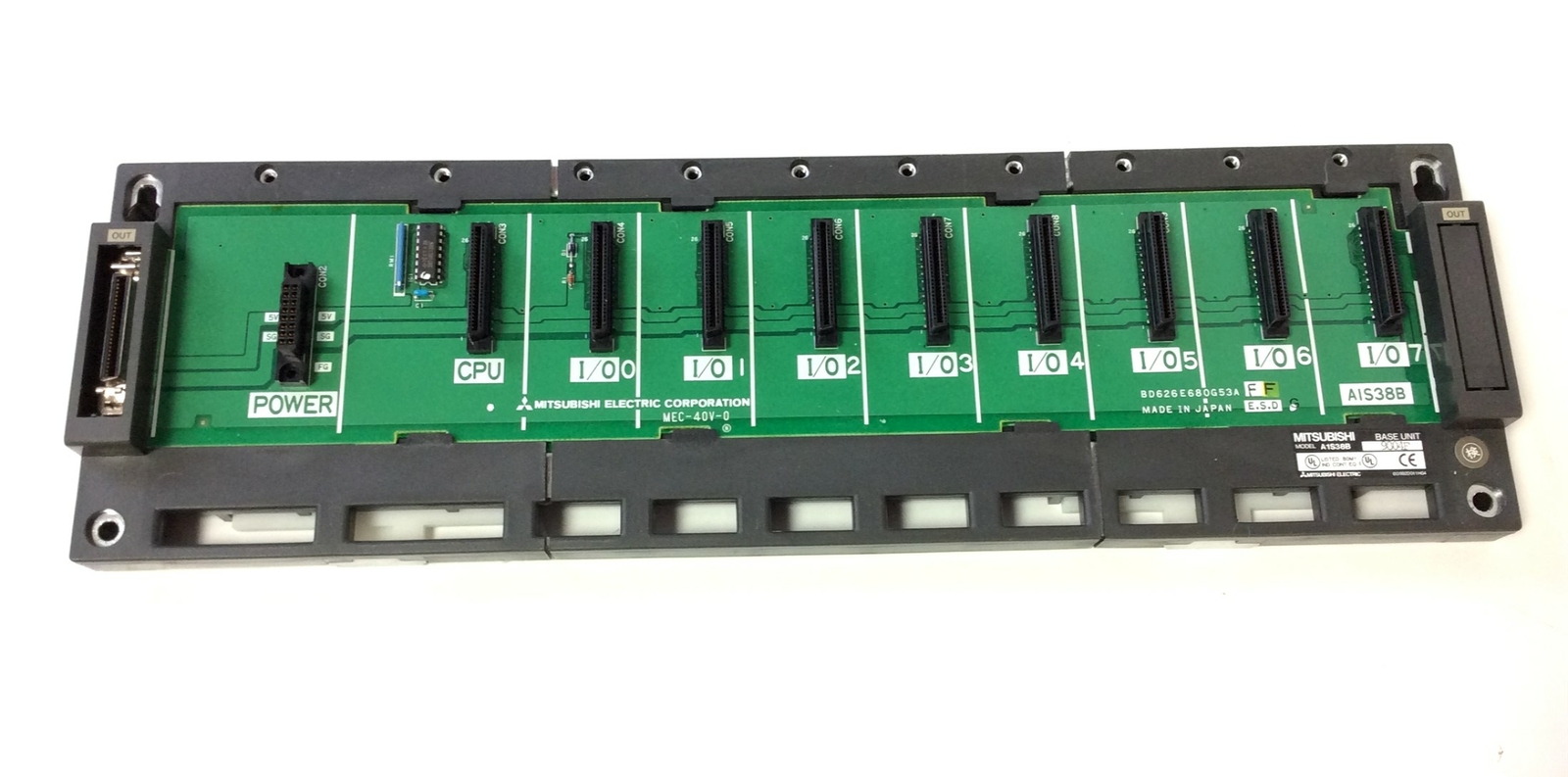 Mitsubishi Electric A1S38B PLC Rack Base Unit Chassis Power, CPU, 8 ...