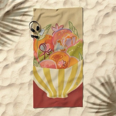 Deny Designs Beach Towel 70" x 35 Sandra Poliakov Fruit and Flower Bowl ...